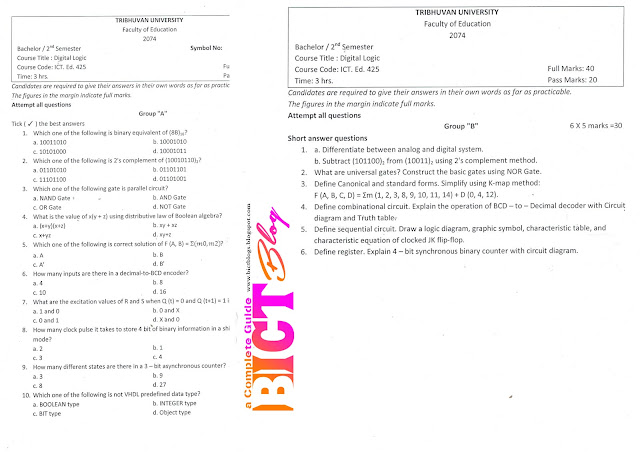 BICT 2nd Sem Question Paper Year 2074 ~ BICT blog