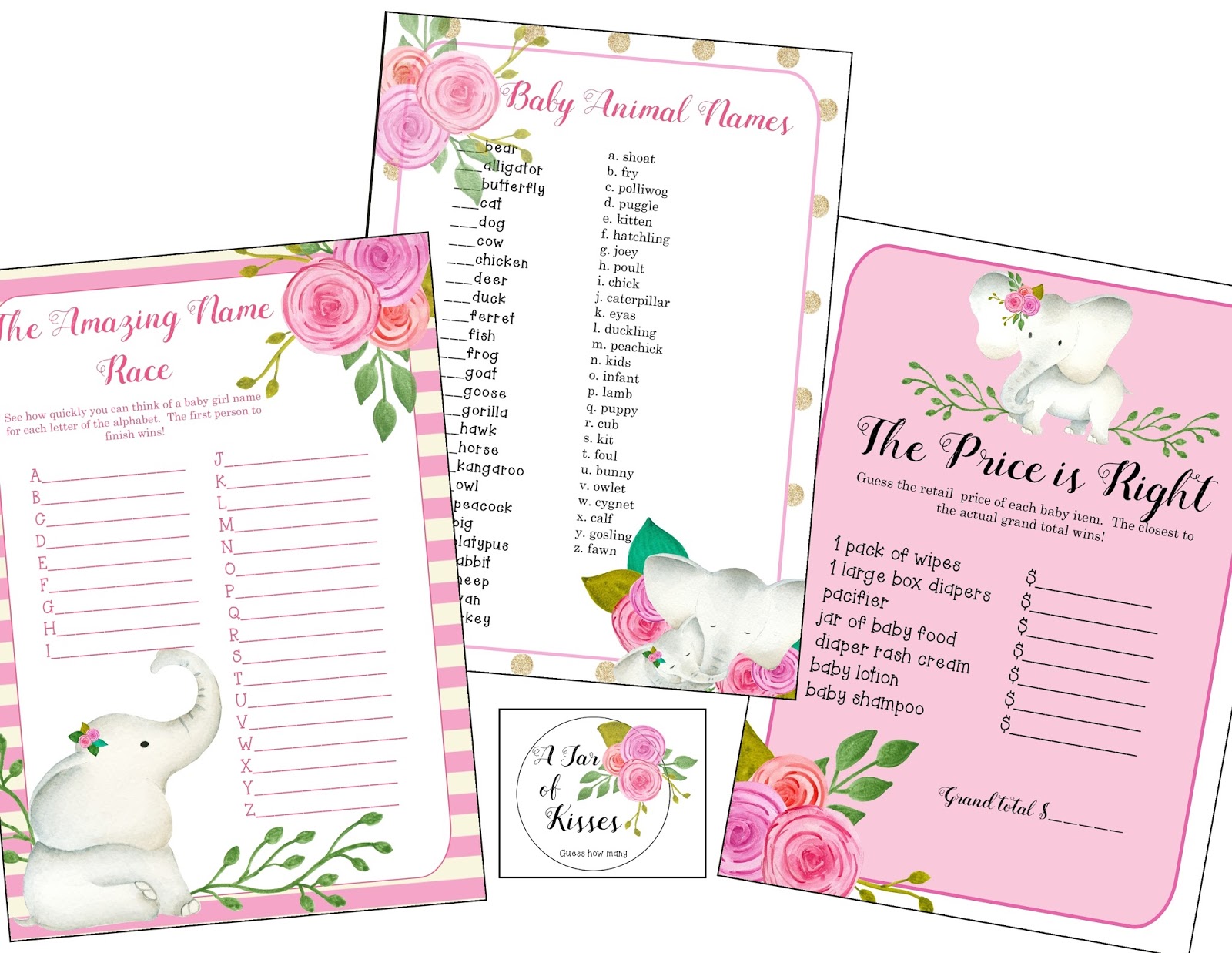 The Cozy Red Cottage: Free Elephant Themed Baby Shower Games