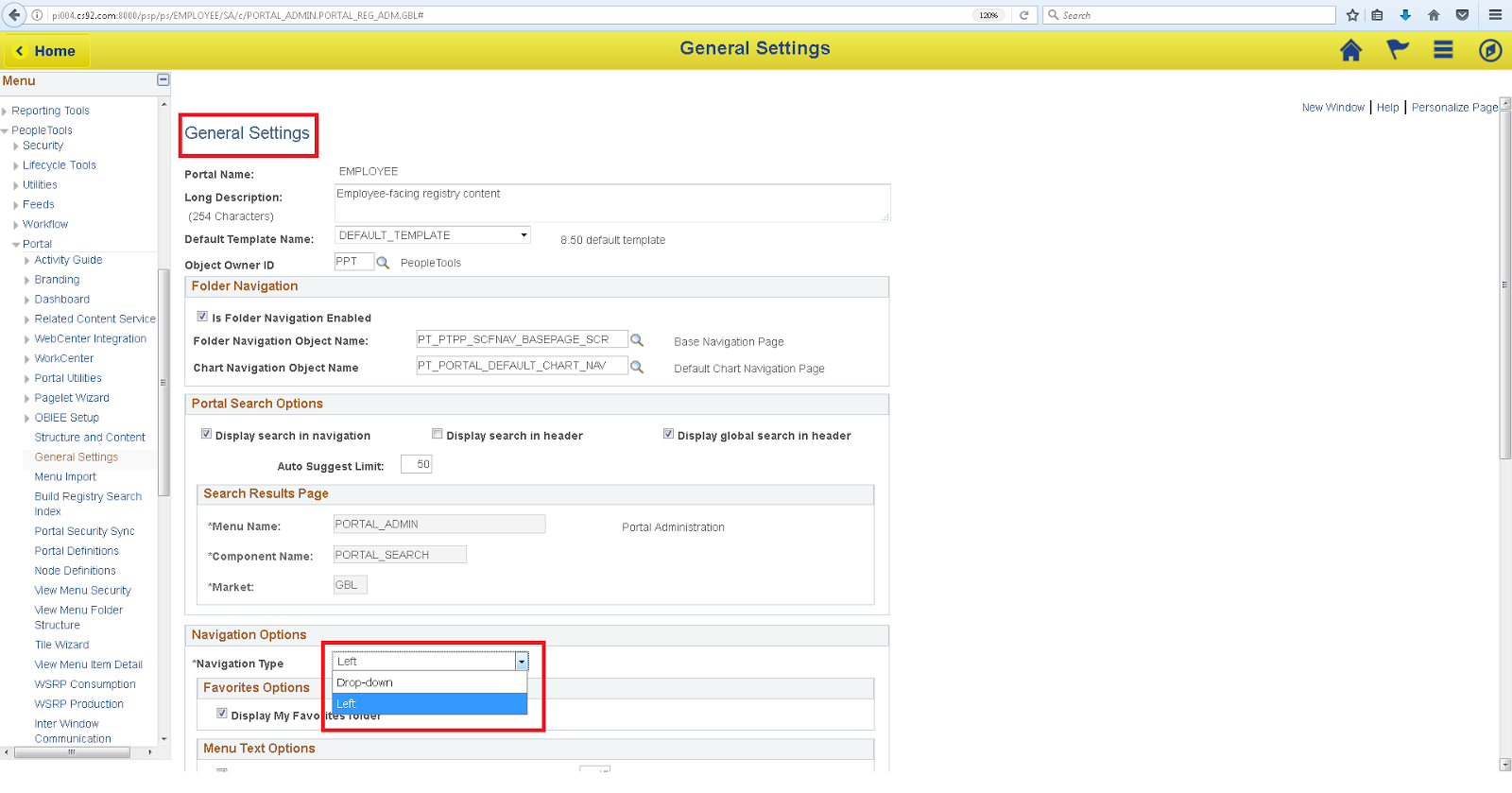 Sasank's PeopleSoft Log: Portal - General Settings - Navigation Options