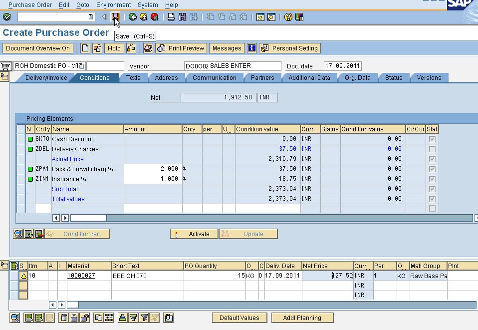 SAP User MM Manual - Create Purchase Order - T Code- ME21N
