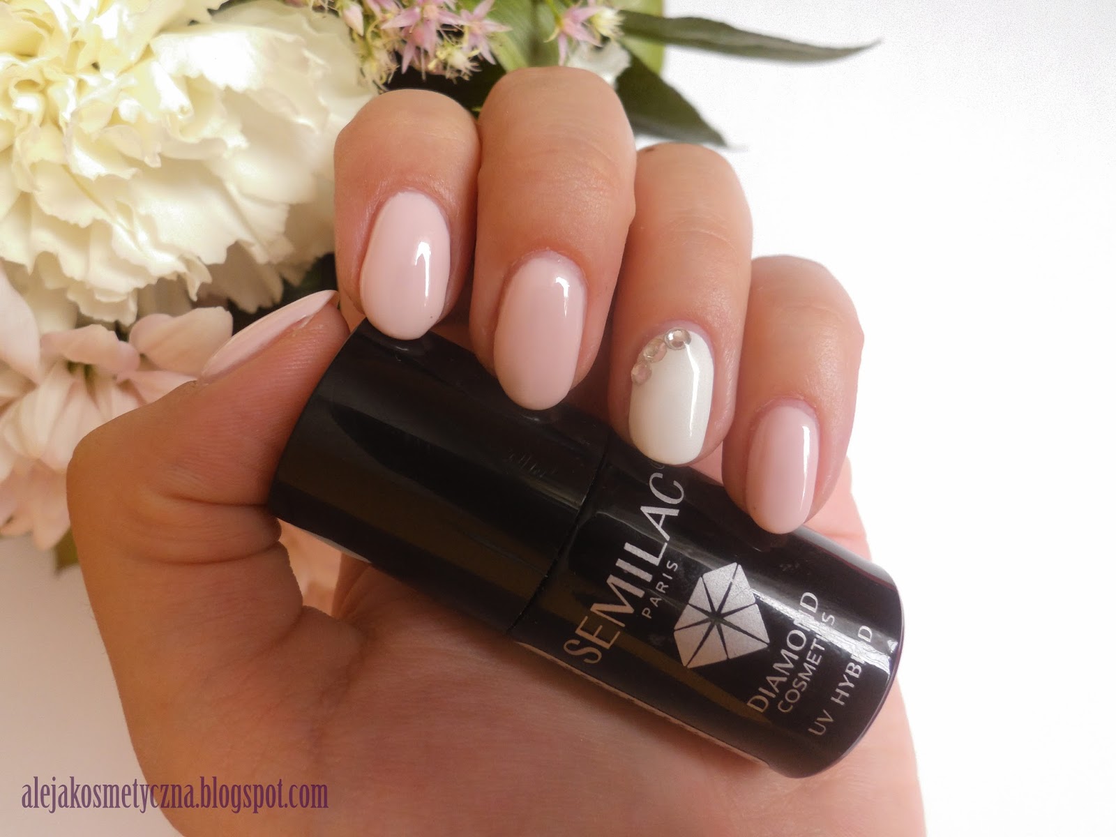 Semilac 001 Strong White i 032 Biscuit plus cyrkonie - mój ślubny ...