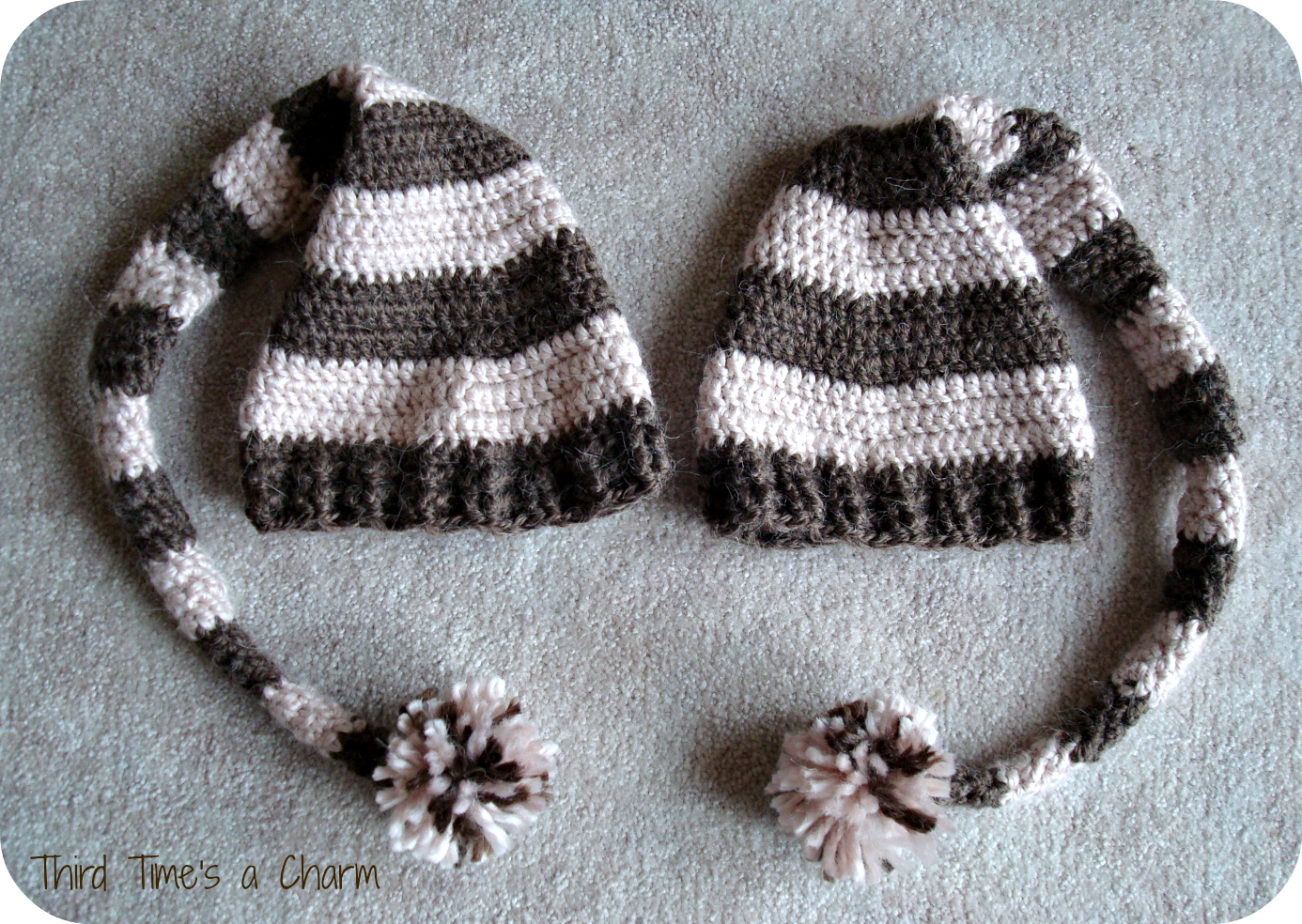 Third Time's a Charm: Newborn Stocking Caps x 2