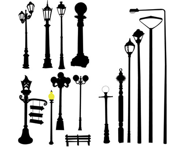 街灯のシルエット Stock vector lamppost street road light pole | ai eps イラストレーター