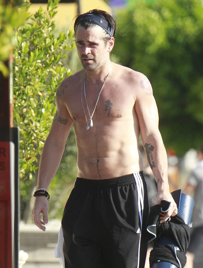 Colin Farrell Sweaty Yoga Workout | Oh yes I am