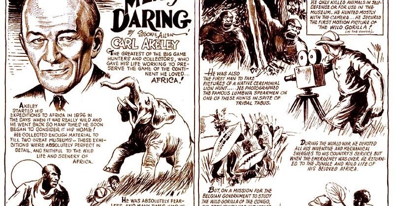Las aventuras de Carl Akeley en cómic. | Taxidermidades