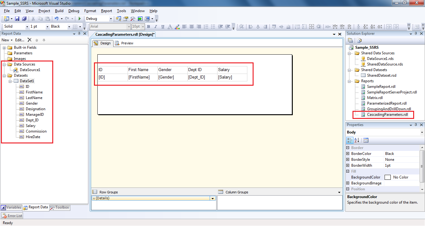 SSRS: Cascading Parameters