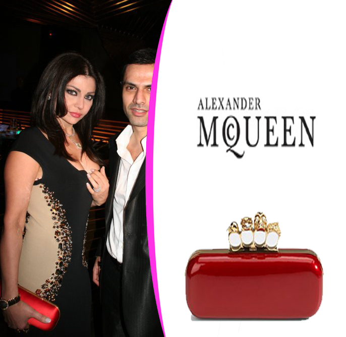 Haifa wehbe fashion and jewelry: Haifa wehbe Red Alexander McQueen clutch