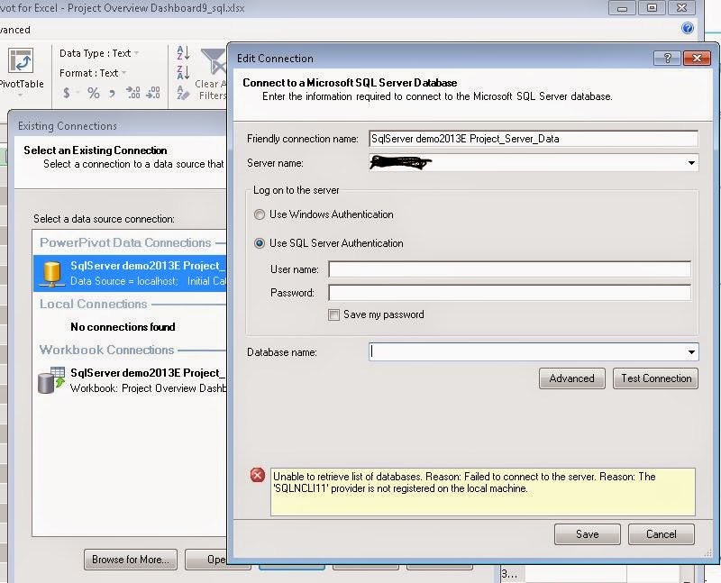 Sql Bi And Data Analytics Solutions Unable To Retrieve List Of Databases Reason Failed To