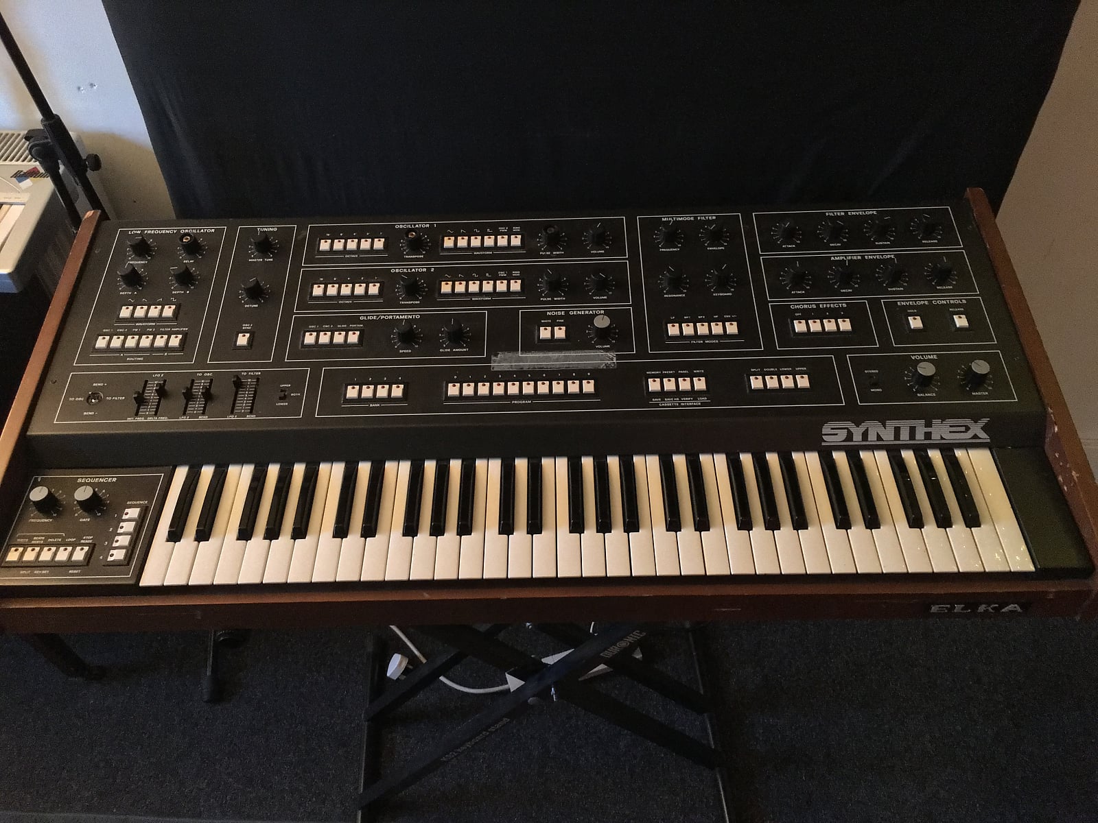 MATRIXSYNTH: Elka Synthex 1981 Black/Wood Panel Finish with Midi