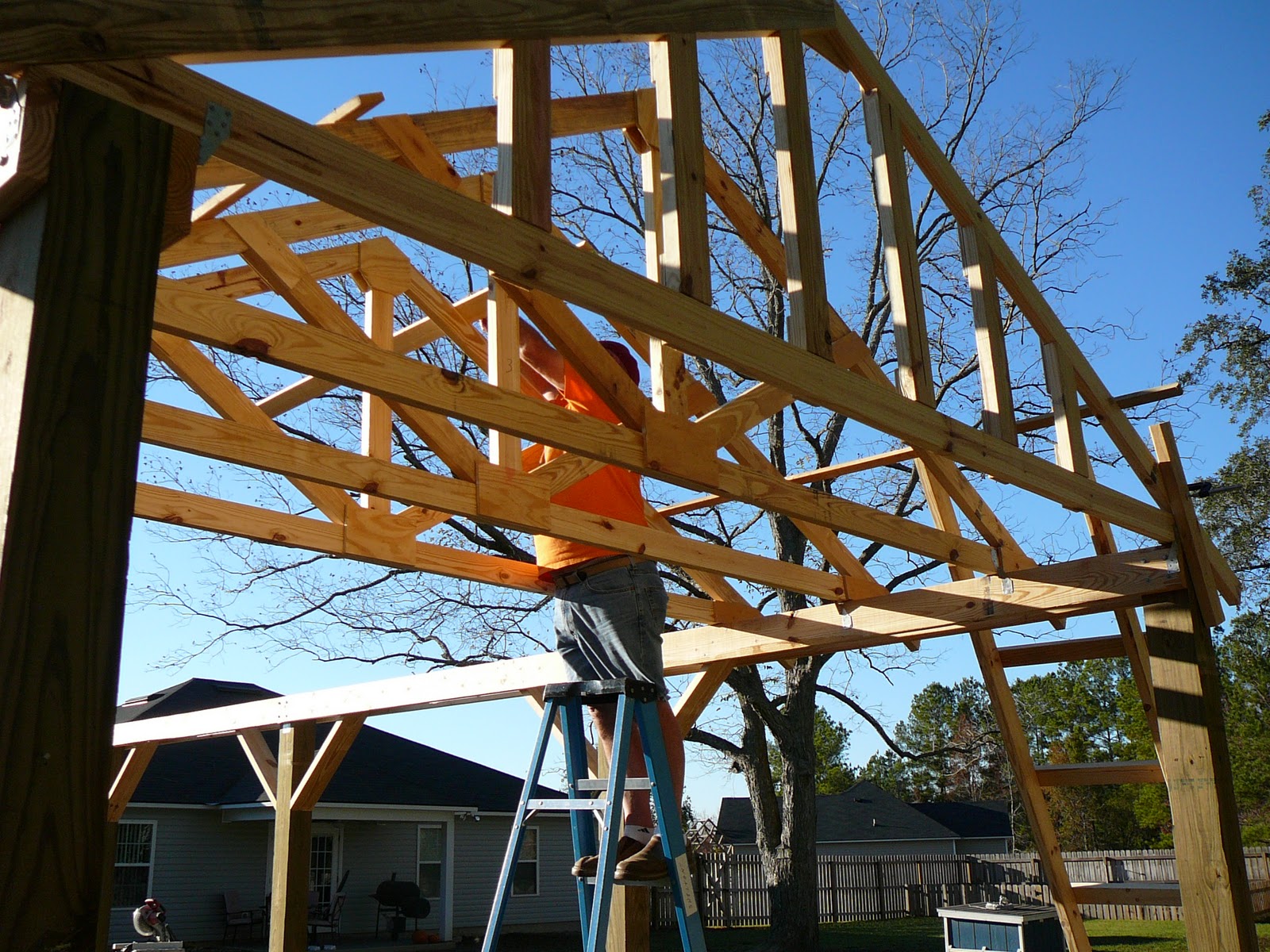 Shelton Projects: Pole Barn Day 5- Braces & Trusses