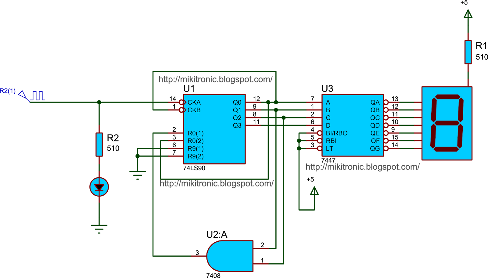 PROYECTOS ELECTRONICOS: CONTADOR DIGITAL 7490 MODULO 2, 3, 4, 5, 6, 7 ...
