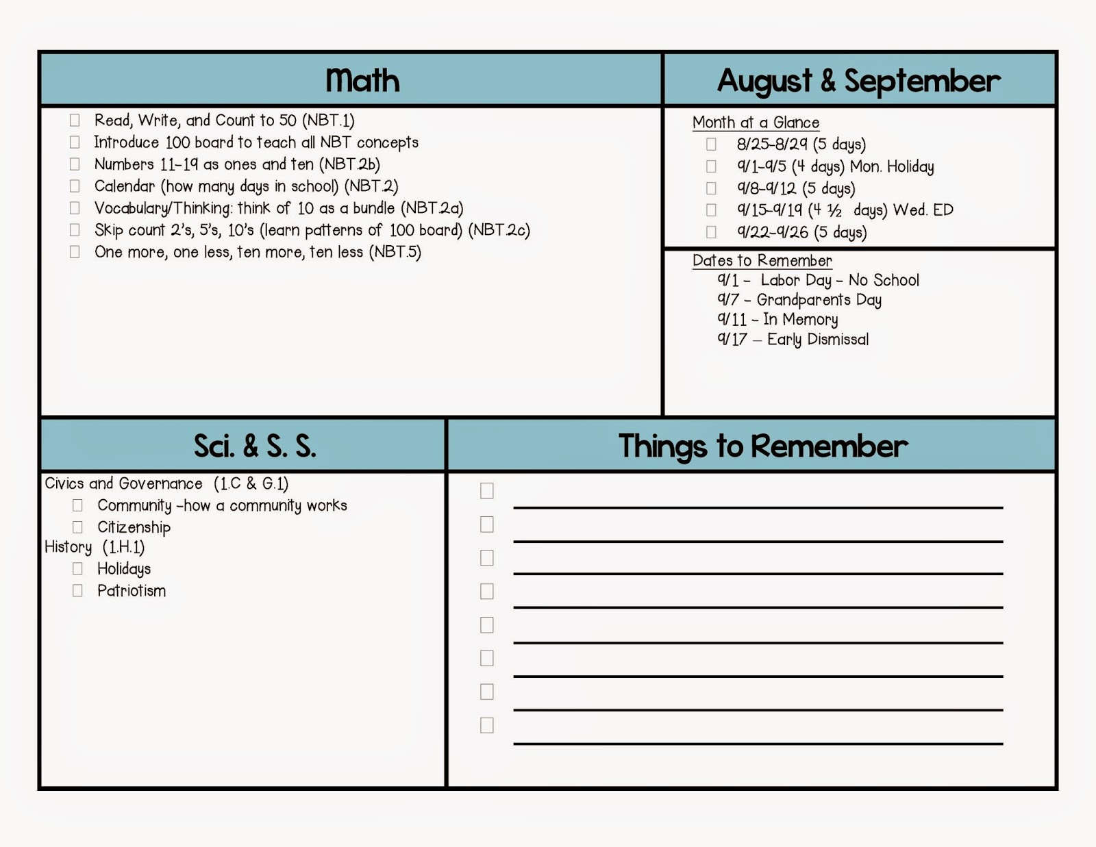 Teach it With Class: 1st Grade Curriculum Maps