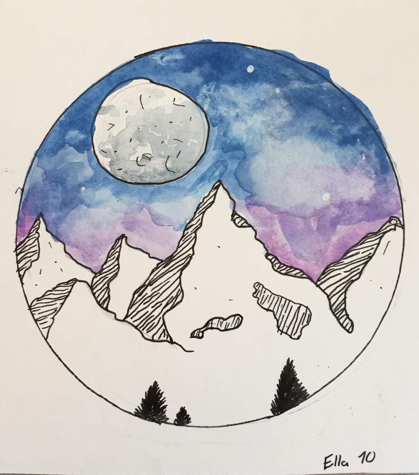 Art Room Britt: Jen Aranyi Mountain-scape Mixed-Media Illustrations
