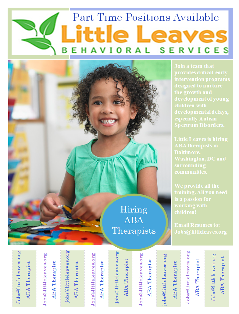UMD PSYC E-News: Little Leaves is hiring Part-time ABA Therapists in ...