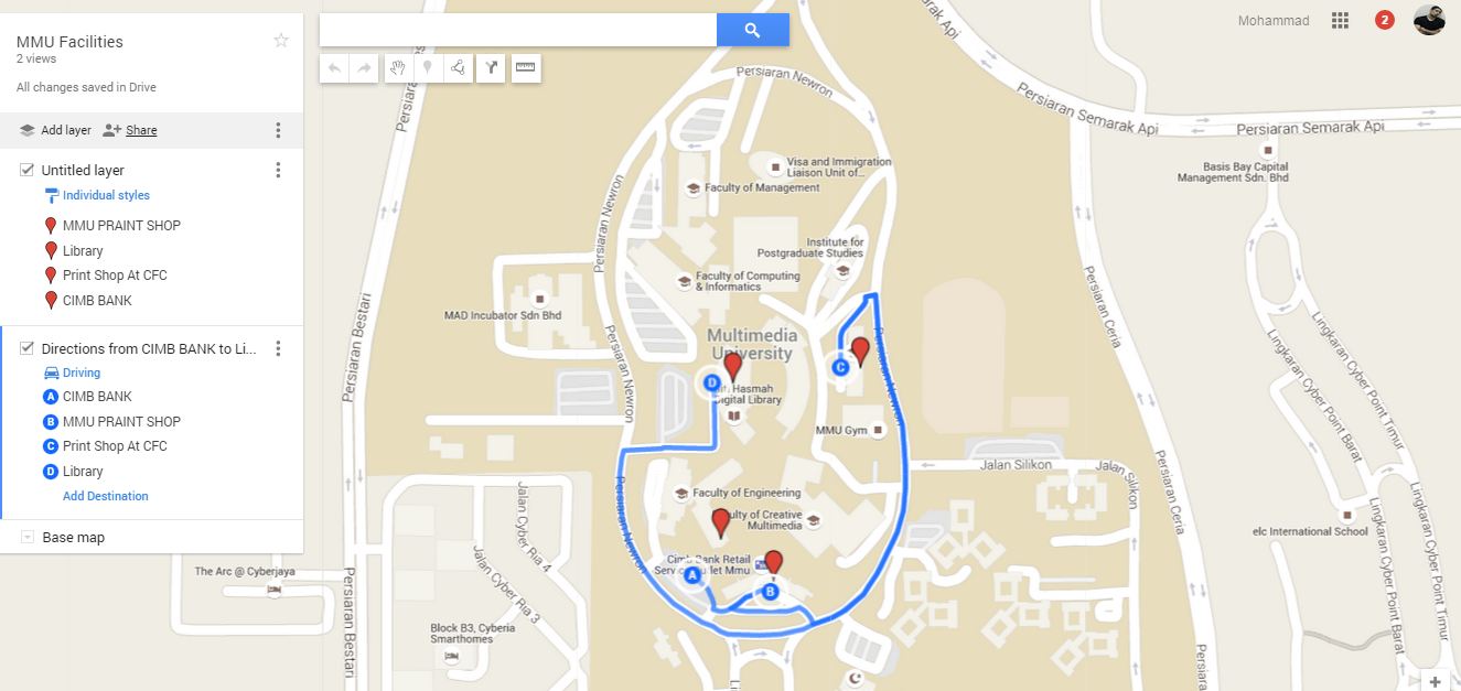 Interactive Technical for Advertising: MMU Facilities Map
