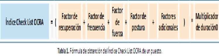 Seguridad, Medio Ambiente: FORMAS DE APLICACION DEL METODO OCRA