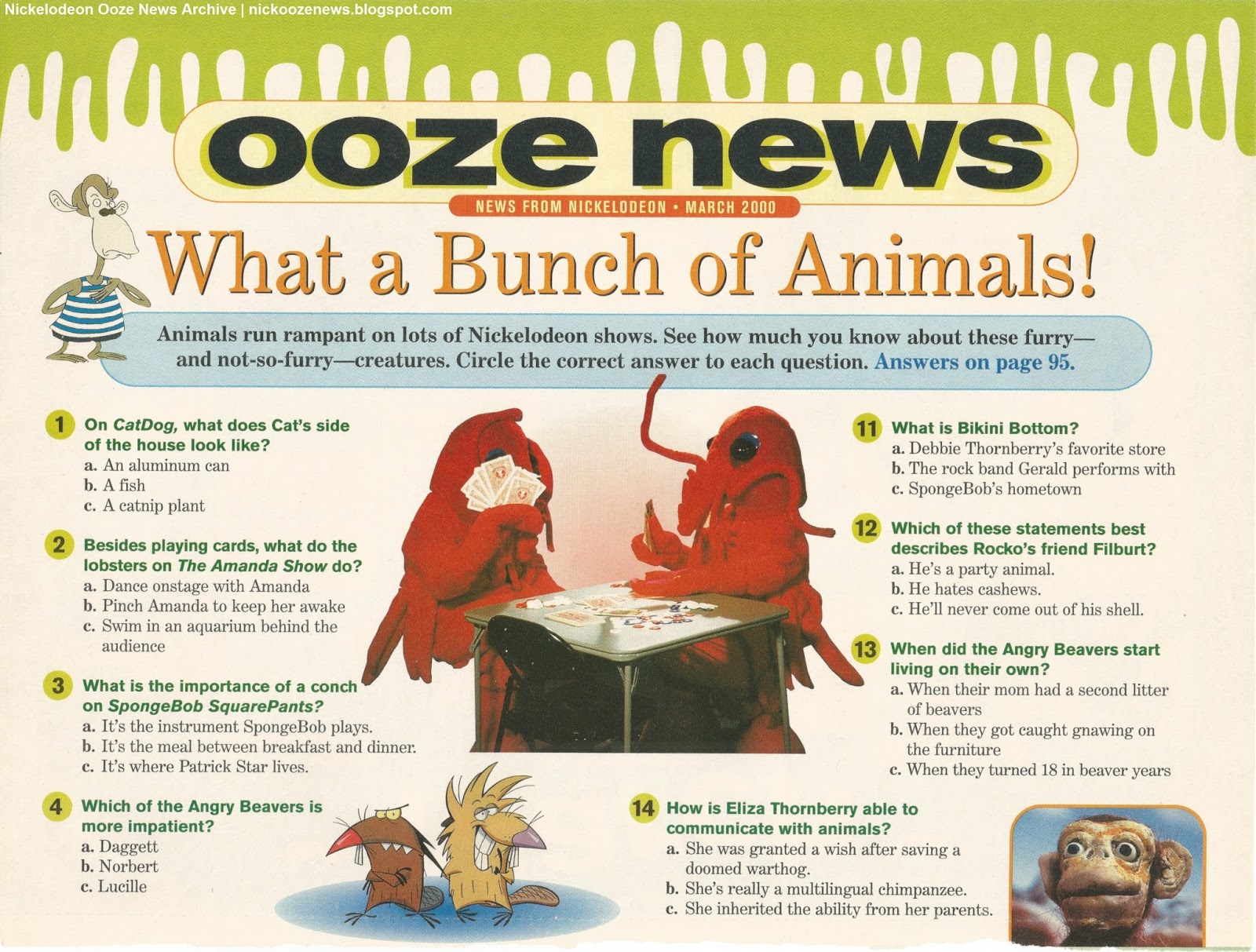 Nickelodeon Ooze News Archive: What A Bunch Of Animals! | Ooze News ...