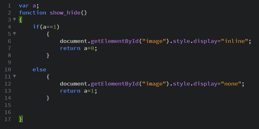 Show And Hide Element On Click Using Javascript