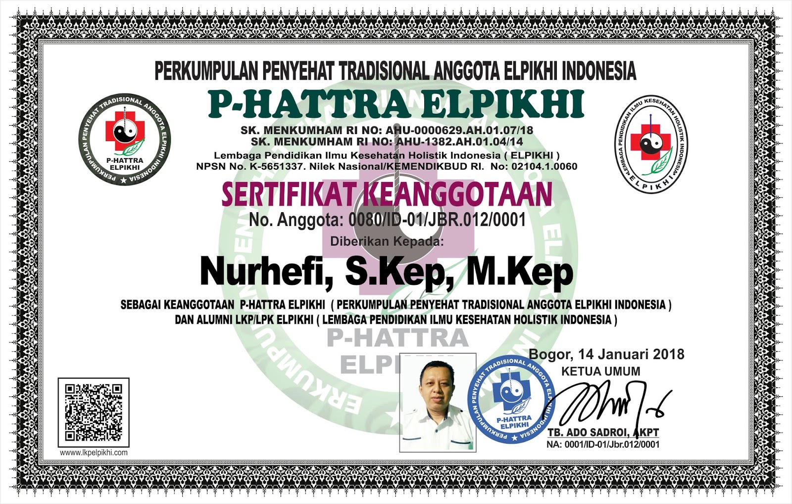 Perkumpulan Penyehat Tradisional anggota Elpikhi Indonesia : KUMPULAN2 SERTIFIKAT P-HATTRA ELPIKHI
