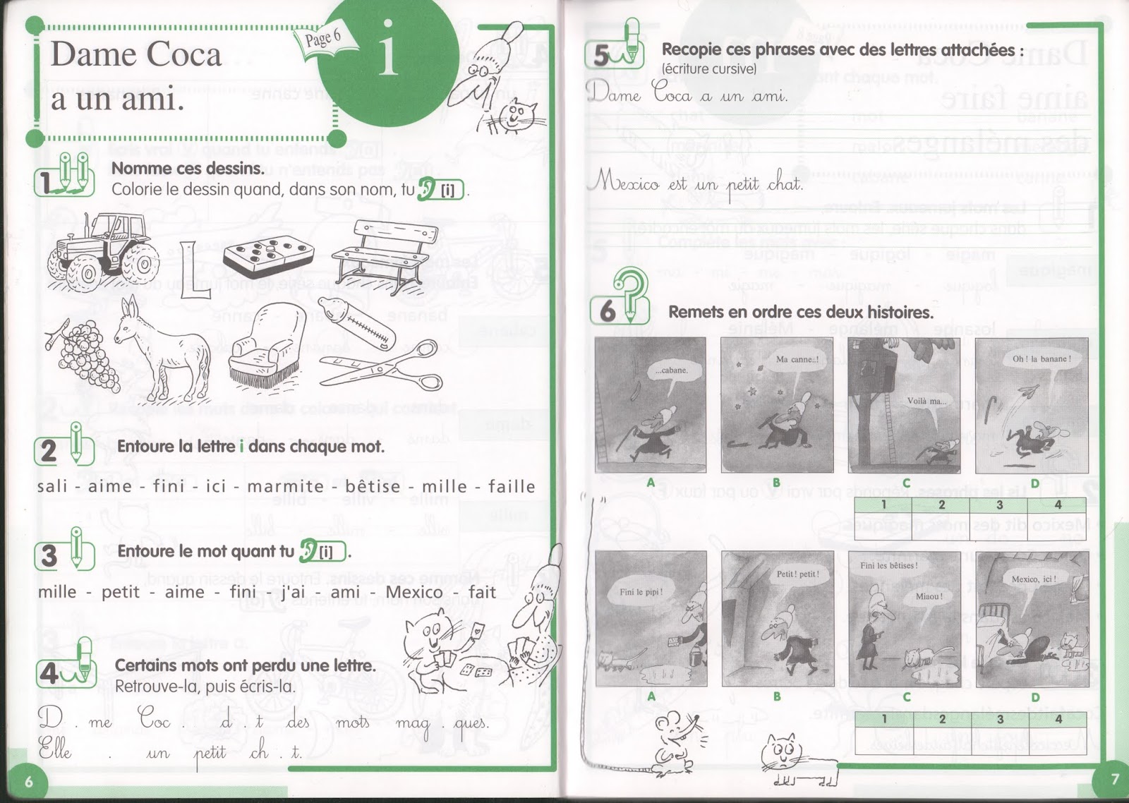 école : références: Lair, Turgis, Tillard, Dame Coca, Lecture CP, cahier d'exercices (1993)