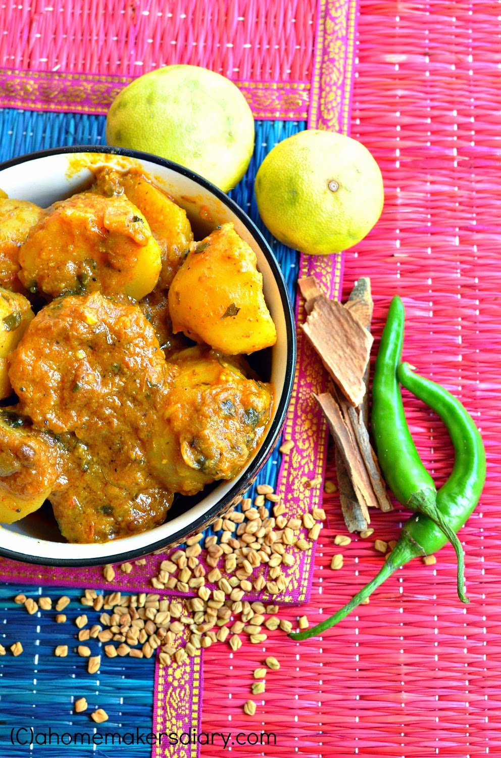 Shahi Dum Alu (New potatoes simmered in spicy gravy) - A Homemaker's Diary