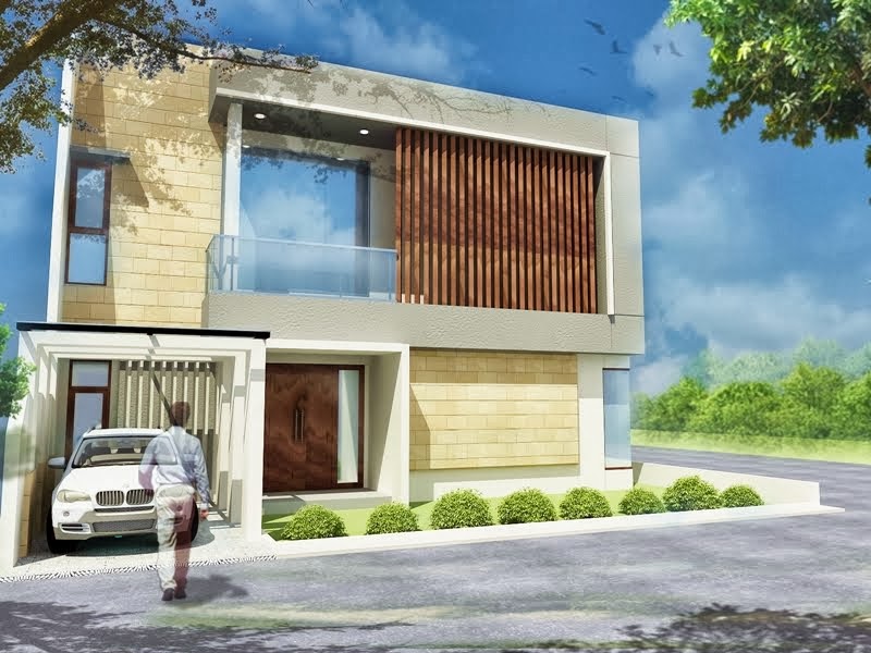 TFQ architects: Desain fasade rumah 2 lantai harapan raya pekanbaru