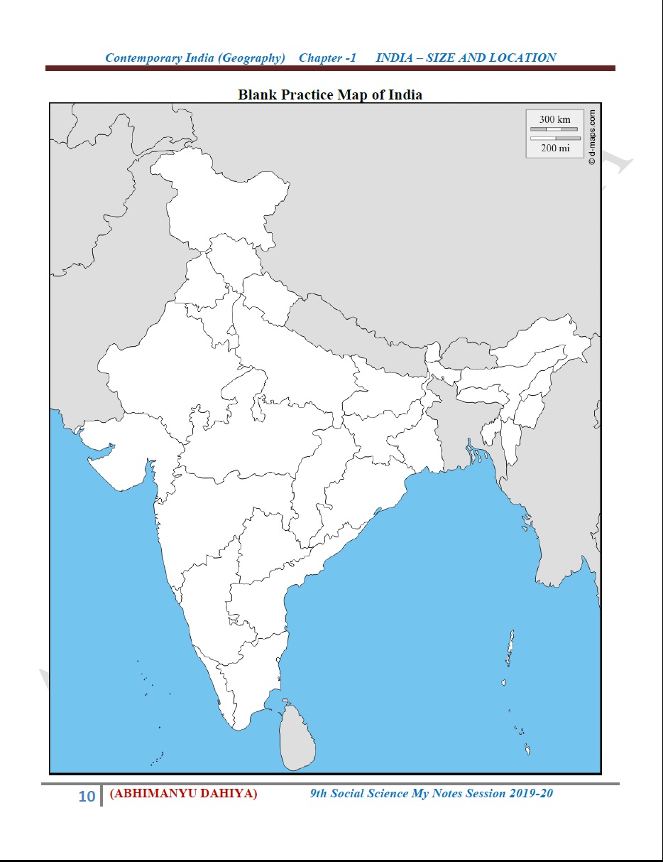 9th Geography (Social Science, 2019-20) Chapter 1 India - Size and ...