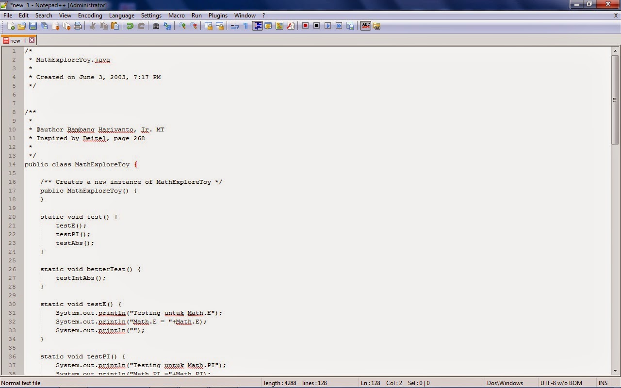 Program MathExploreToy java