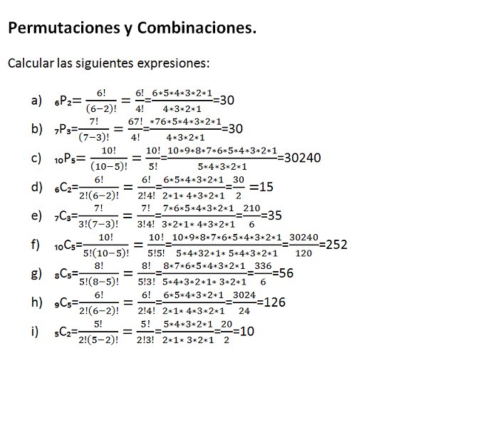 CAFFRES: Permutaciones y combinaciones