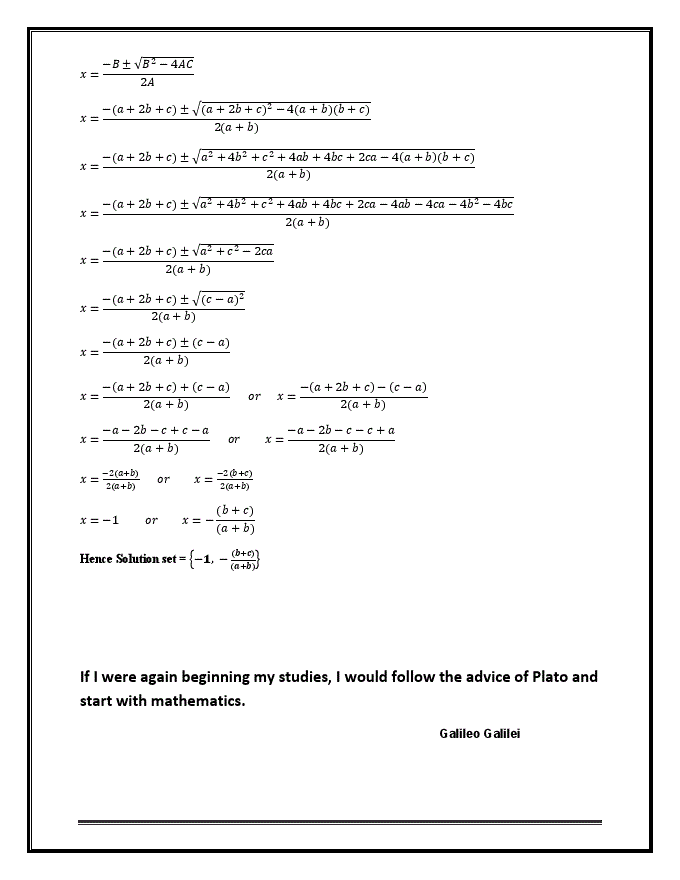 Exercise 4.1 QUADRATIC EQUATIONS Mathematics Fsc Part 1 First Year ...