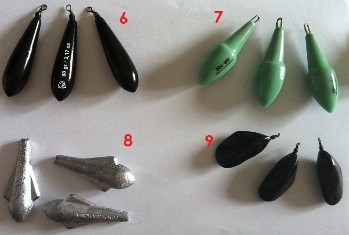 Sinkers used in surf-casting - Surf-Casting-Tips &Tools