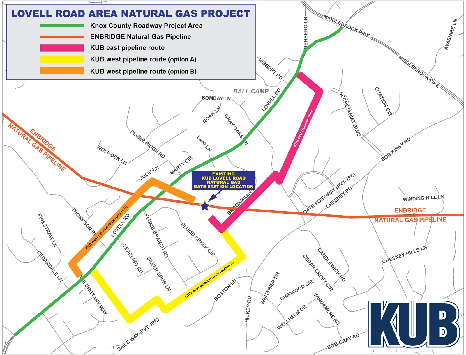 KUB Major Construction Projects: Lovell Road Gas Main Relocation Project