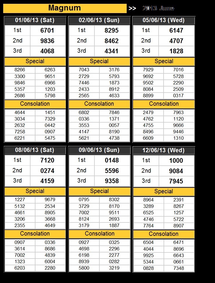 FORECAST LIDASSCAN: 4D MAGNUM JUN 2013
