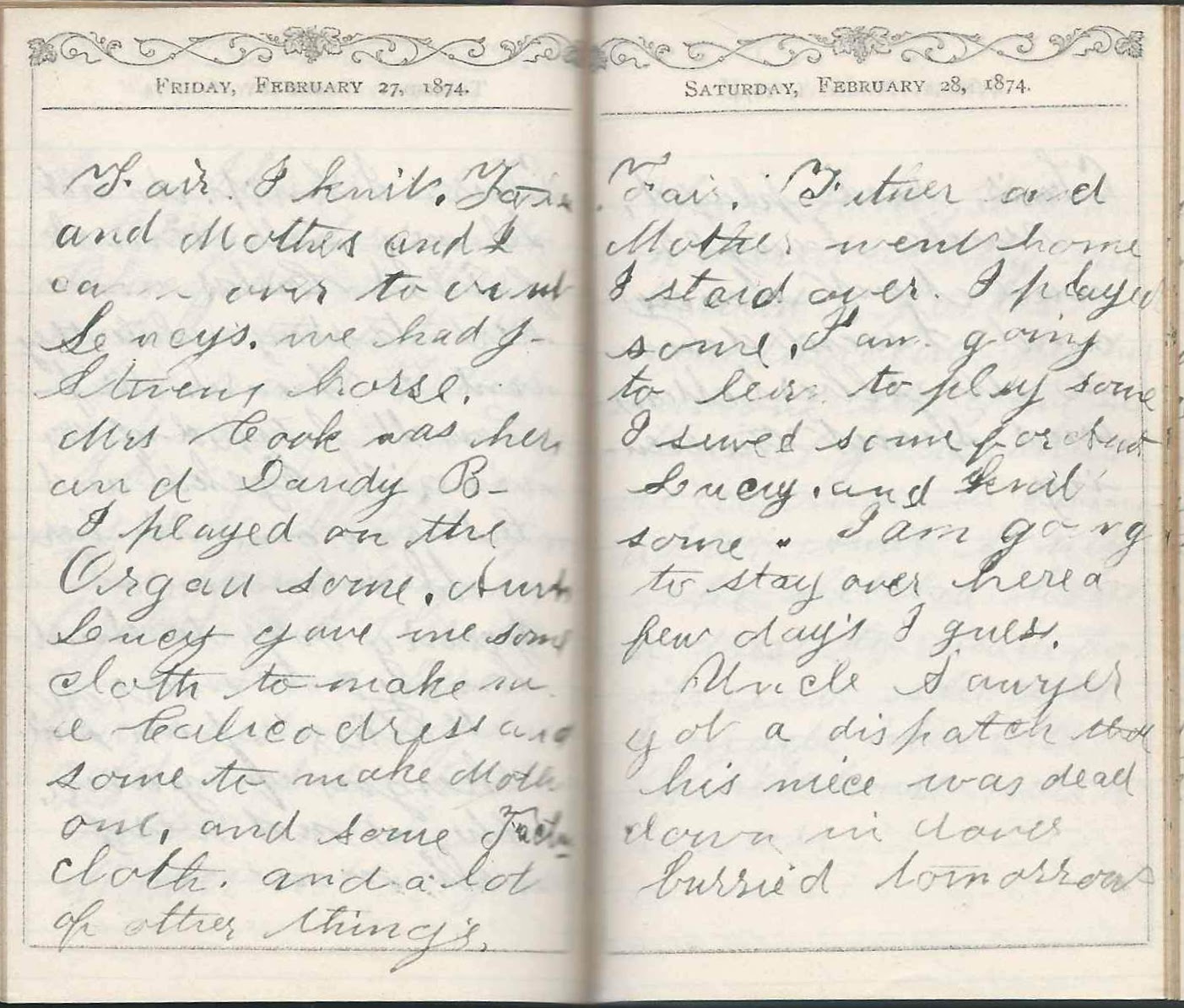 Heirlooms Reunited: February Entries in the 1874 Diary of Ida Isadore ...