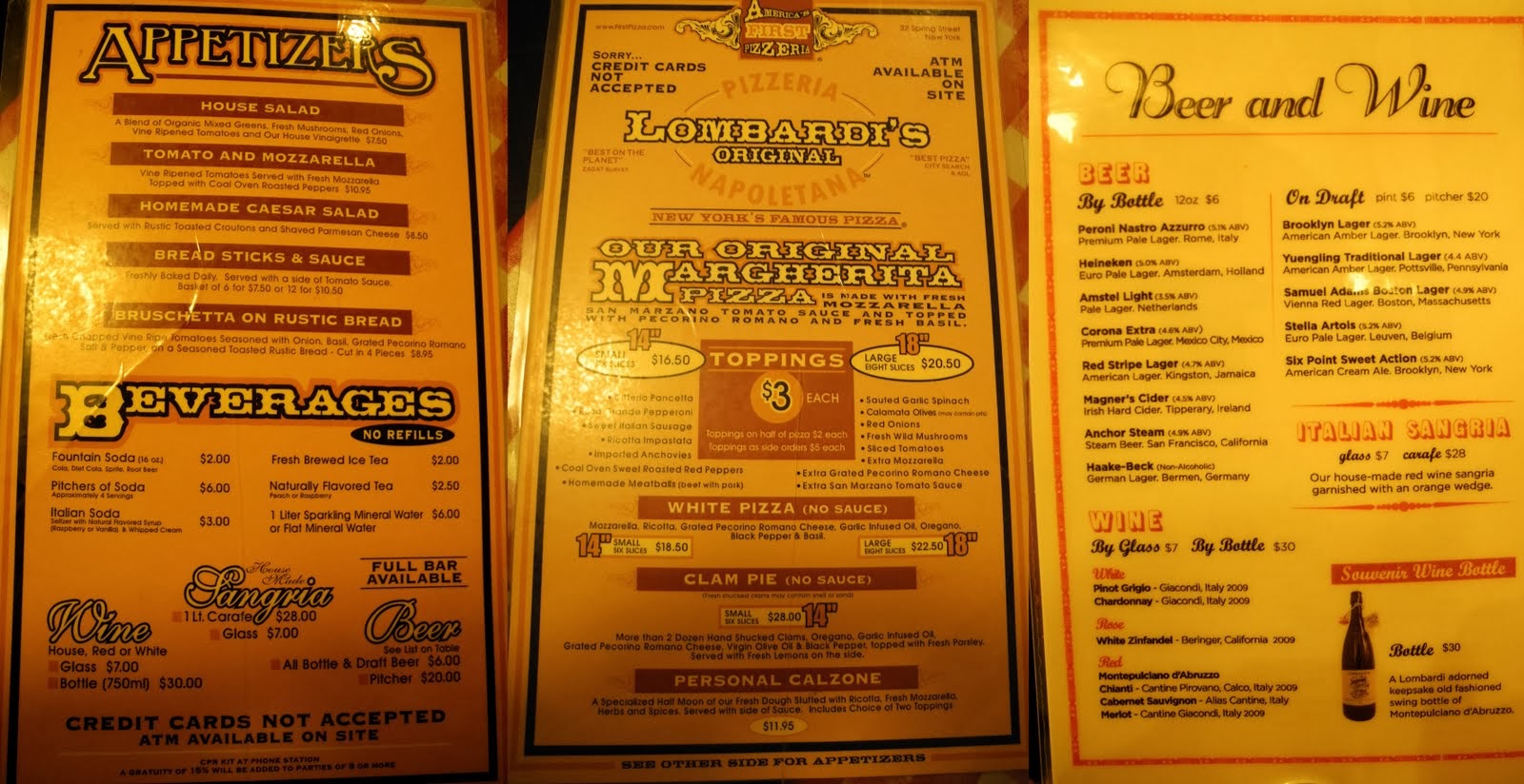Lombardi's, New York : Eating Without Moving