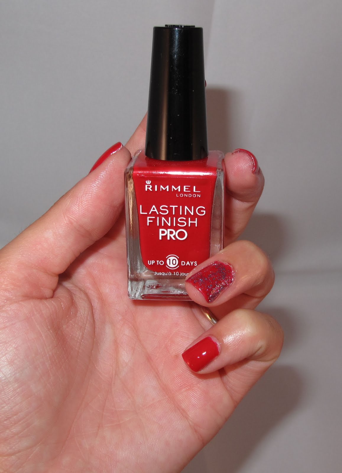 Nail Designs: Rimmel London Stiletto Red with Sinful Colors Frenzy