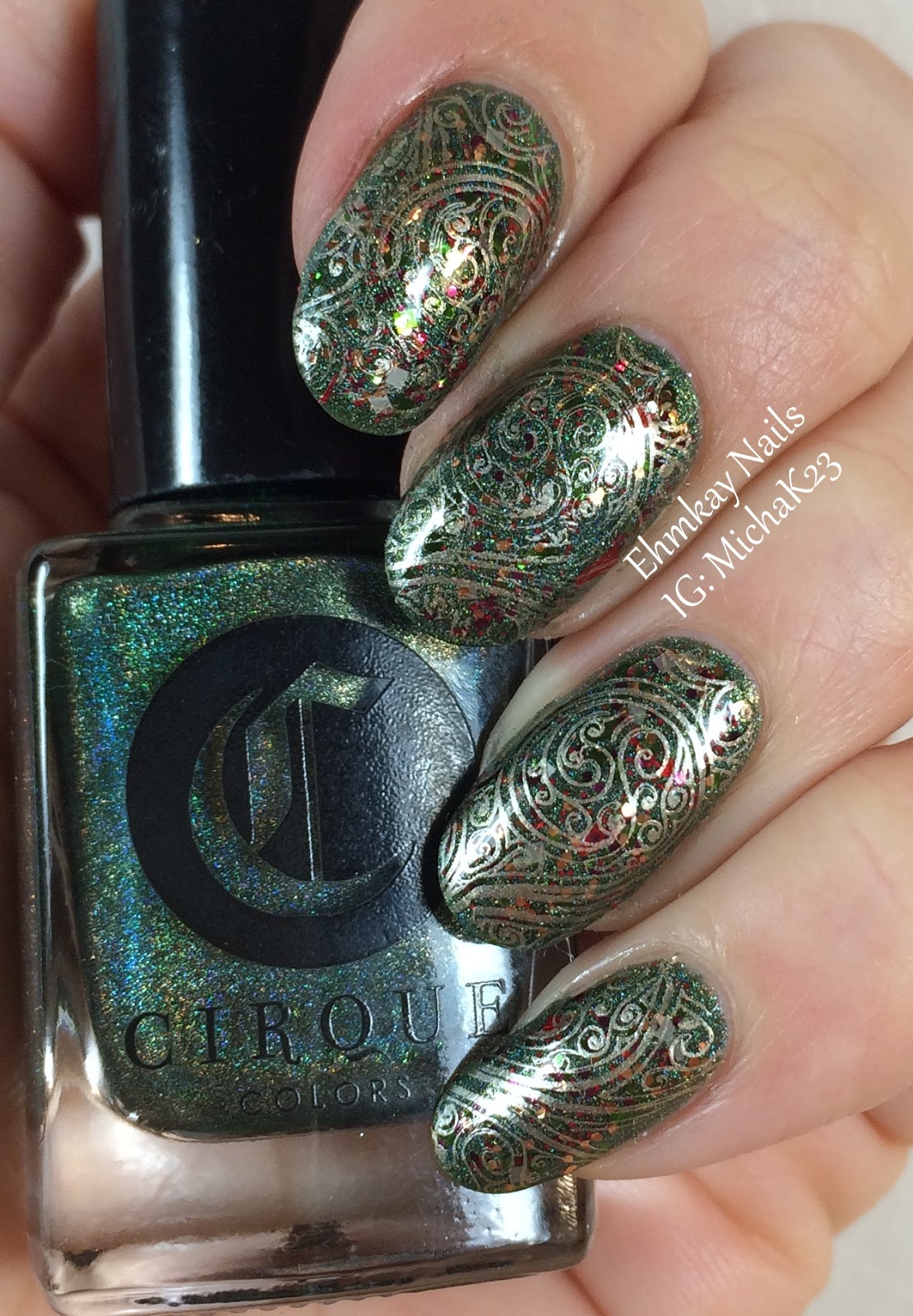 ehmkay nails: Victorian Christmas Nail Art Stamping with Cirque Colors ...