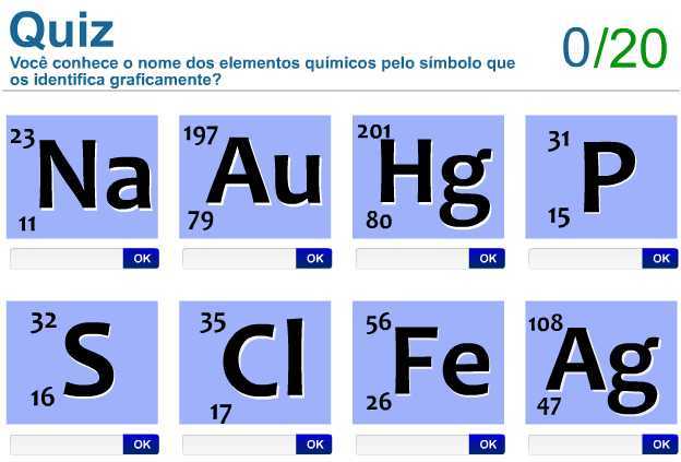 OQUIMIAJUDA: QUIZ - Elementos Químicos