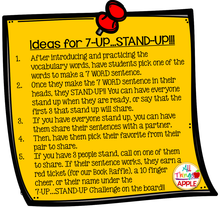 Who's Who and Who's New: 7-up Stand-up!! Quick Wrap-up Activities!