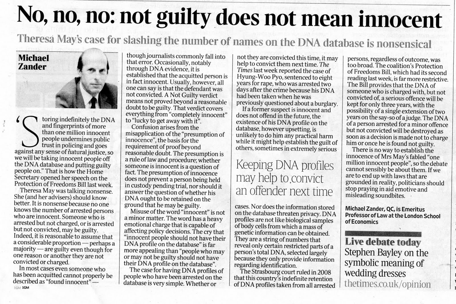 Stockwell Toilet Watch: TIMES JOURNO MICHAEL ZANDER Q.C. ON GUILT TRIP ...