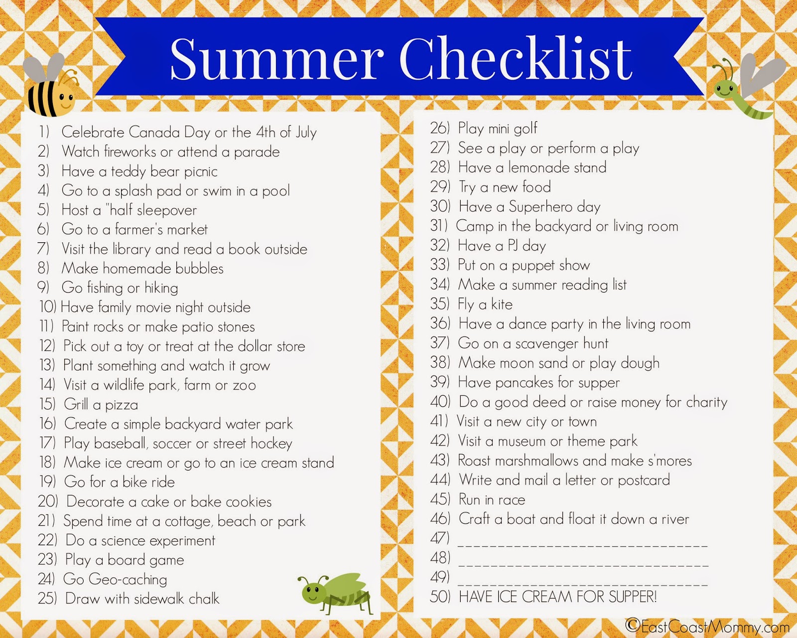 East Coast Mommy: Printable Summer Checklist {2014}