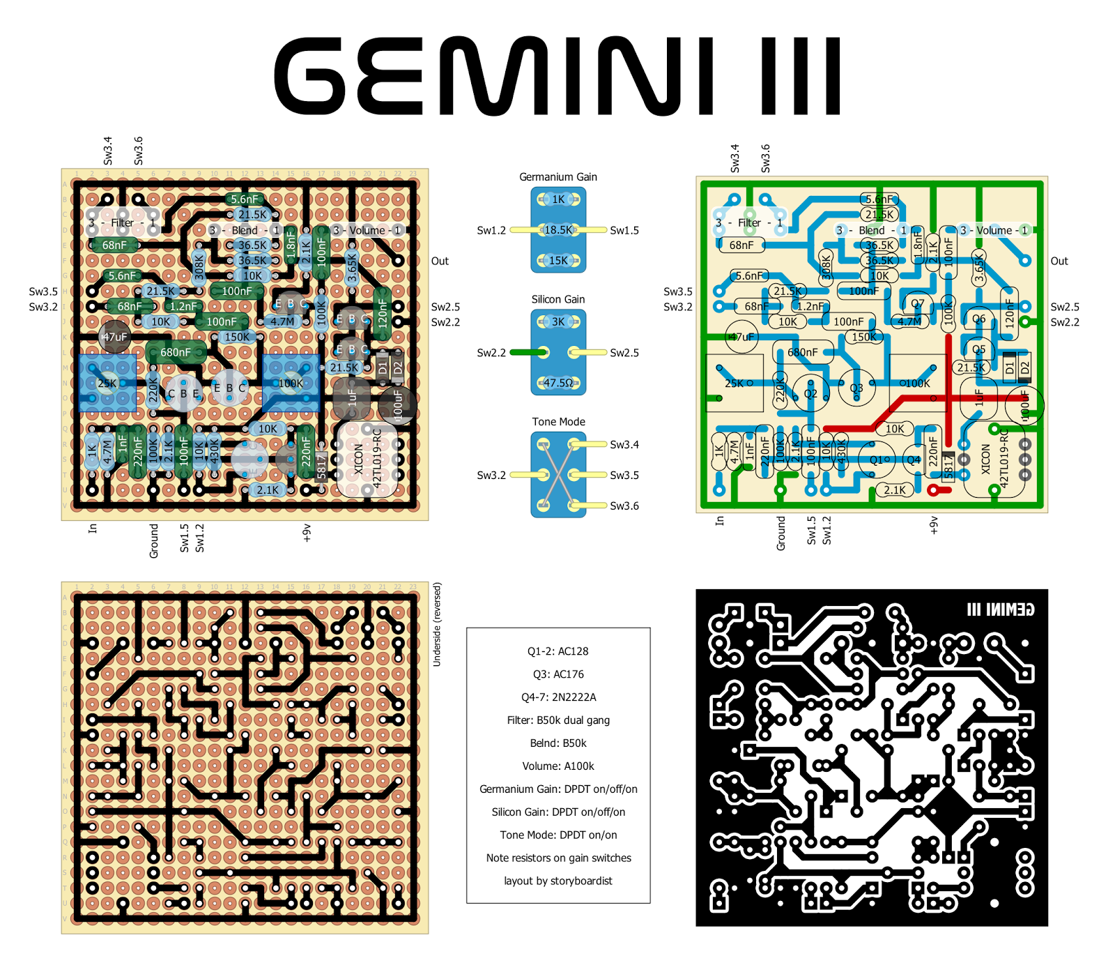 Perf and PCB Effects Layouts: Spaceman Effects Gemini III Dual Fuzz ...