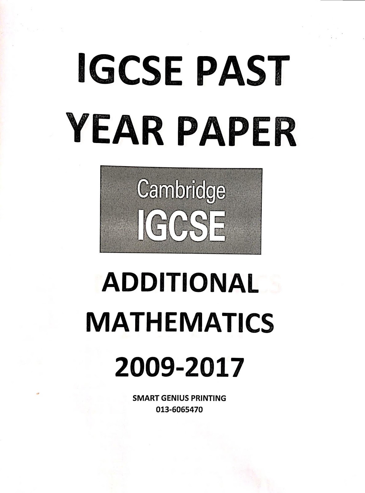 IGCSE PRINTING PAPER & NOTES: IGCSE PAST YEAR PAPER