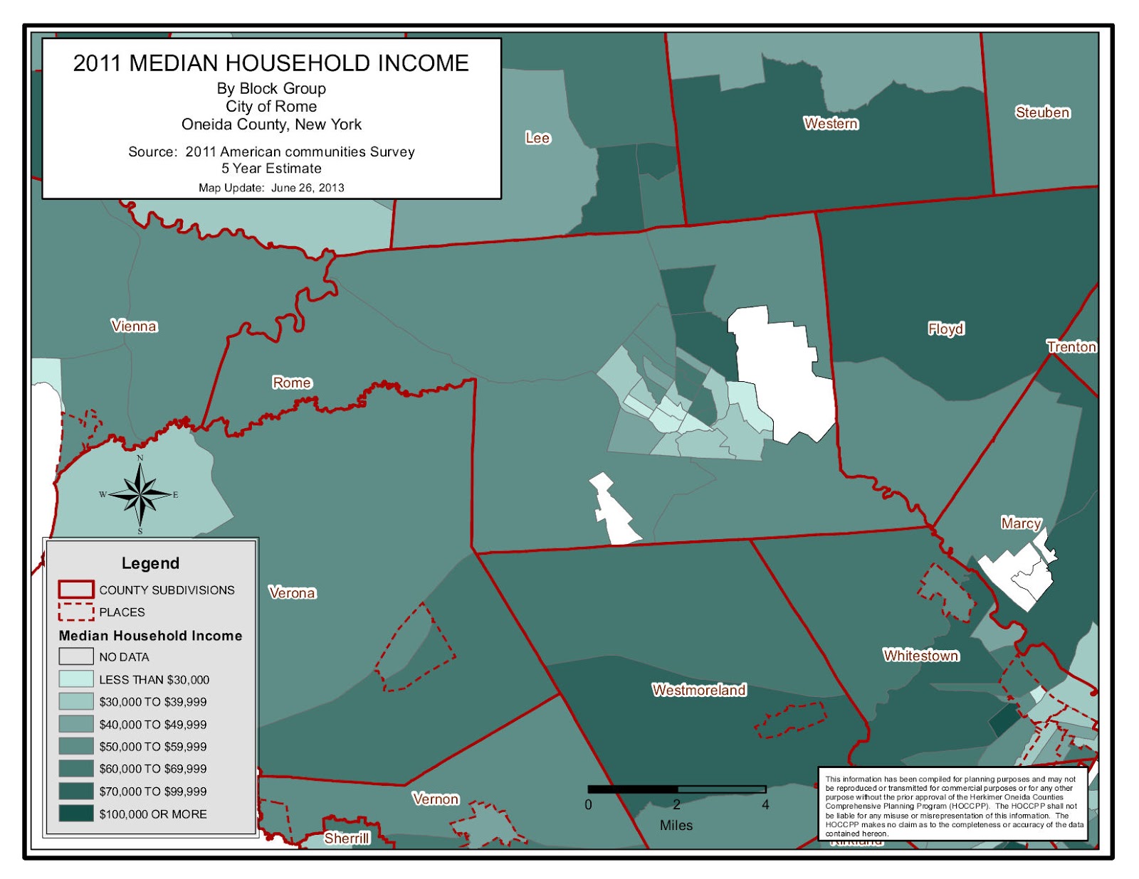 Herkimer and Oneida Counties Census Data Affiliate: Median Household ...