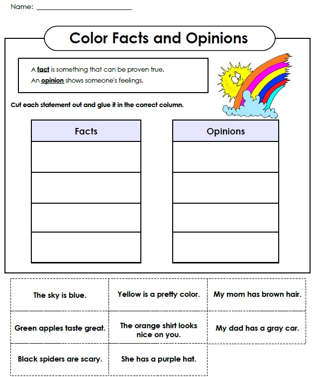 Fact Vs Opinion Worksheet 3rd Grade