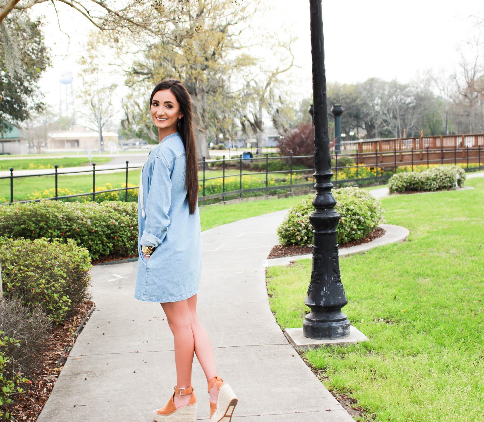 Blue Jean Dress & Wedges — Brandilyn Anne