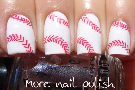 Easy Peazy Baseball Nails ~ More Nail Polish
