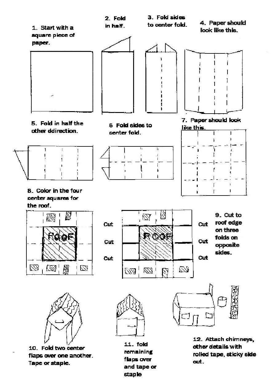 Pauline Persing Art, Writing,& Natural History: Easy Folded Paper Houses