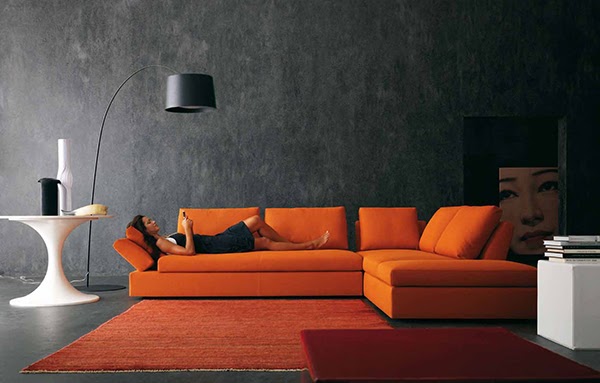 Sala Contemporanea Color Naranja | Decoración de Interiores