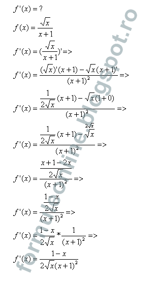 Functii derivabile exercitiu rezolvat 20 - formuleonline